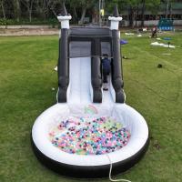 China Water Slide Inflatable White And Black Waterslide Kids Slide With Bigger Water Splash Pool for sale