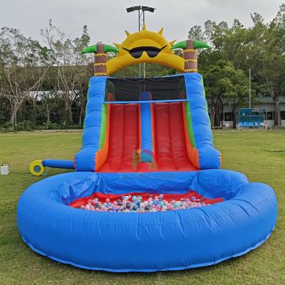 China Double Lane PVC Inflatable Water Slide Combo With Pool Obstacle Climb Inflatable Pool Slides for sale
