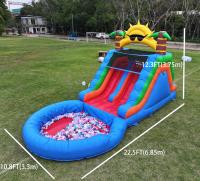 China Double Lane PVC Inflatable Water Slide Combo With Pool Obstacle Climb Inflatable Pool Slides for sale