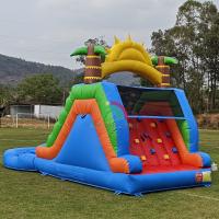 China Double Lane PVC Inflatable Water Slide Combo With Pool Obstacle Climb Inflatable Pool Slides for sale