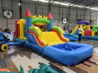 China Outdoor Backyard Lawn Party Game Wet Dry Inflatable Bounce House Combo Obstacle Course with Slide Pool Ball Pit for sale
