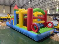 China Outdoor Backyard Lawn Party Game Wet Dry Inflatable Bounce House Combo Obstacle Course with Slide Pool Ball Pit for sale