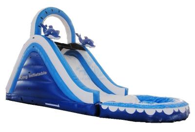 China Mini Inflatable Water Slide With Double And Quadruple Stitching Blue And White for sale