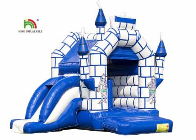 China Blue 0.55mm PVC Tarpaulin Kids Inflatable Jumping Castle With Slide for sale