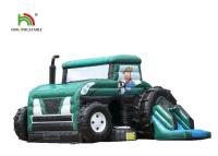 China Slide Combo Green Agricultural Car Inflatable Jumping Castle For Rent 1 - 2 Years Warranty for sale