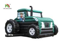 China Slide Combo Green Agricultural Car Inflatable Jumping Castle For Rent 1 - 2 Years Warranty for sale