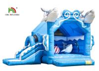 China Customize Business 1.6ft Blue Dolphin Inflatable Jumping Castle For Kids Double - Triple Stitch for sale