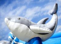 China Customize Business 1.6ft Blue Dolphin Inflatable Jumping Castle For Kids Double - Triple Stitch for sale