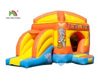 China Kids Sport Lion Combo 4.2 x 4.7m Inflatable Jumping Bouncer With Slide Logo Printed for sale