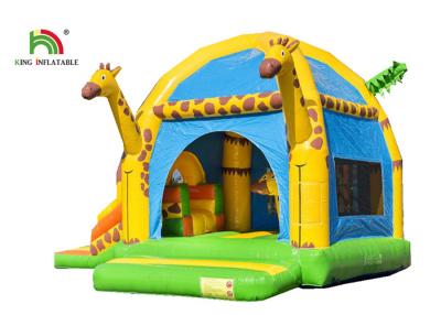 China 4 In 1 Giraffe Inflatable Jumping Castle With Slide And Obstacle For Outdoor for sale