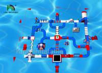 China 50 x 35m Red Amusement Inflatable Water Parks With 2 Years Warranty for sale