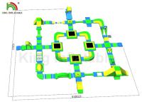 China 0.9mm Plato PVC 45 * 43m Inflatable Water Park Aqua Park With Guard Tower For Adults for sale