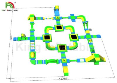 China 0.9mm Plato PVC 45 * 43m Inflatable Water Park Aqua Park With Guard Tower For Adults for sale
