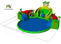 China 20 * 8m Red Dinosaur Jungle Round Inflatable Water Parks For Rent / Blow Up Water Pool for sale