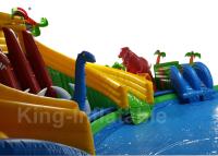 China 20 * 8m Red Dinosaur Jungle Round Inflatable Water Parks For Rent / Blow Up Water Pool for sale