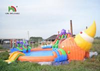 China Commercial 3 In 1 Inflatable land Water Parks With Swimming Pool Slide For Party for sale