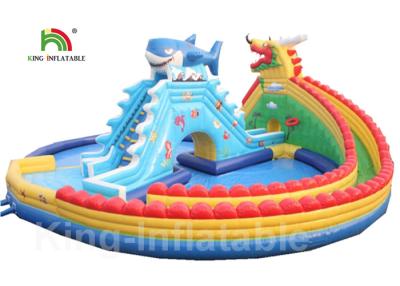 China PVC 30 * 20m Blue Adult Giant Dragon Inflatable Water Parks With Logo Customized for sale
