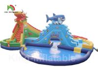 China PVC 30 * 20m Blue Adult Giant Dragon Inflatable Water Parks With Logo Customized for sale
