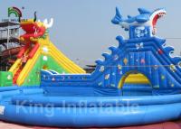 China PVC 30 * 20m Blue Adult Giant Dragon Inflatable Water Parks With Logo Customized for sale