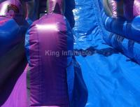 China Dual Lane 0.6mm PVC Inflatable Water Slide With Pool 30ft Purple For Summer for sale
