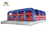 China Red 10x10m Giant Obstacle Course Inflatable Sports Games With Tangled Up For Adult for sale