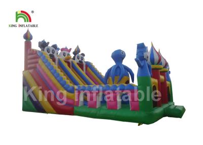 China 0.55mm PVC Plato Tarpaulin Blue Inflatable Amusement Park / Kids Outdoor Playground for sale