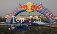 China 12m Span by 4m High Oxford Fabric Inflatable Arch For Promotion For Advertisement Red Bull for sale