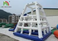 China White / Blue Heat Sealed Inflatable Water Toy / Aqua PVC Climbing Tower With Slide for sale