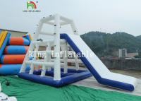 China White / Blue Heat Sealed Inflatable Water Toy / Aqua PVC Climbing Tower With Slide for sale