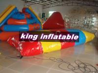 China Red / Yellow / Blue 0.9mm PVC Inflatable Water Toys / Saturn Slide With Blob Ball for sale