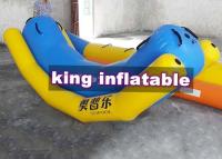 China Durable Yellow / Blue Inflatable Seesaw Totter PVC Water Toy With Banana Boat for sale