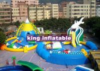 China 9*8m Colorful Shark Inflatable Water Slide With Pool Commercial Water Park For Kids for sale