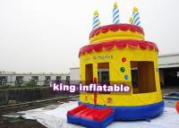 China Hand Drawed Happy Birthday Cake Inflatable Bouncy Castle For Family 4m Diameter for sale