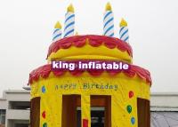 China Hand Drawed Happy Birthday Cake Inflatable Bouncy Castle For Family 4m Diameter for sale