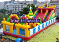 China Funny Outdoor Inflatable Amusement Park With Slide / Castle And Climb for sale