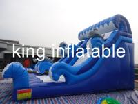 China 0.55mm PVC Tarpaulin Inflatable Dry Slide Blue / White Slide Attached For Amusement for sale