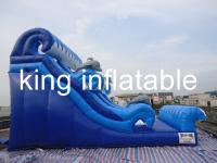 China 0.55mm PVC Tarpaulin Inflatable Dry Slide Blue / White Slide Attached For Amusement for sale