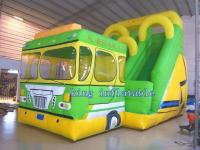 China PVC Tarpaulin Inflatable Water Slide  Double Stitched Fresh Lovely Bus Style for sale