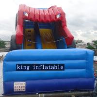 China Durable Blue / Red Amazing Cartoon Car Blow Up Dry Slide 2 Years Guarantee For Party for sale