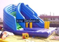 China Blue Durable Inflatable Water Slide With Pool N Obstacle Games CE Customized for sale