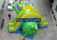 China Outdoor Green / Yellow Dinosaur Inflatable PVC Tarpaulin Dry Slide Customized Multifun for sale
