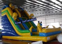 China 0.55mm PVC Tarpaulin Minions Inflatable Castle Dry Slide With Cartoon Printings for sale
