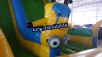 China 0.55mm PVC Tarpaulin Minions Inflatable Castle Dry Slide With Cartoon Printings for sale