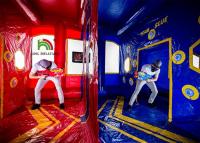 China Red Blue IPS Hit Battle Arena Inflatable Battle Arena Sport Games With Digital Printing for sale