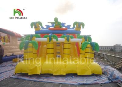 China Outdoor 8m * 6m Double Lanes Dinosaur Blow Up Dry Slide By Plato 0.55mm PVC Tarpaulin for sale