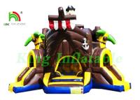 China Outdoor Commercial Bounce Houses Inflatable Pirate Boat With Slides / Air Guns for sale