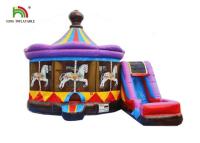 China 8x6m Purple Carousel Inflatable Fun Commercial Bounce Houses With Slide For Kids for sale