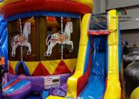China 8x6m Purple Carousel Inflatable Fun Commercial Bounce Houses With Slide For Kids for sale