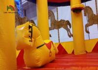 China 8x6m Purple Carousel Inflatable Fun Commercial Bounce Houses With Slide For Kids for sale