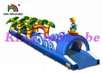 China 18m Long Single Lane Inflatable Slip N Slide With Air Pump Blue / Yellow OEM for sale